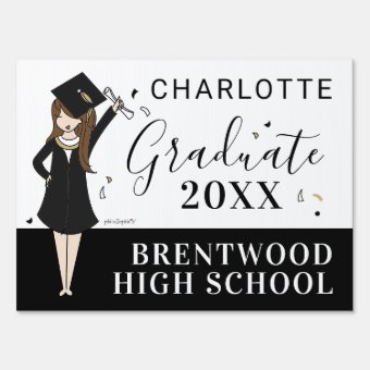 Customizable Girl Avatar | High School Graduation Sign | Zazzle