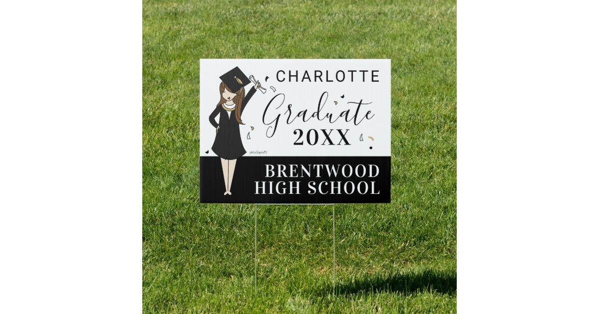 Customizable Girl Avatar | High School Graduation Sign | Zazzle