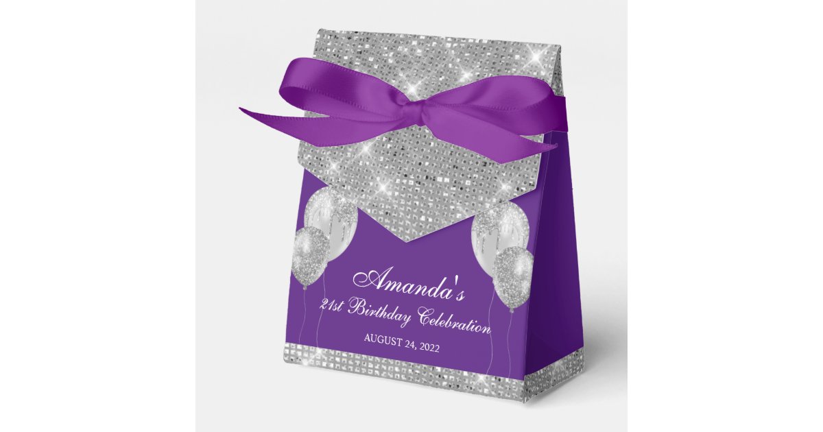 Customizable Glam Purple and Silver Favor Boxes | Zazzle