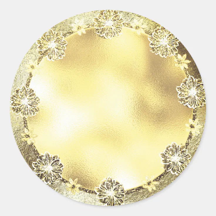 Customizable Gold Background Template Classic Round Sticker | Zazzle