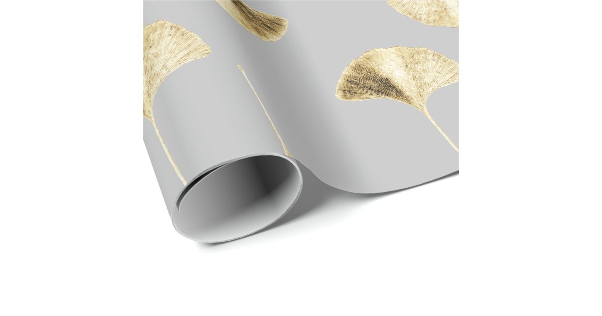 Customizable Gold Ginko Leaves Wrapping Paper | Zazzle