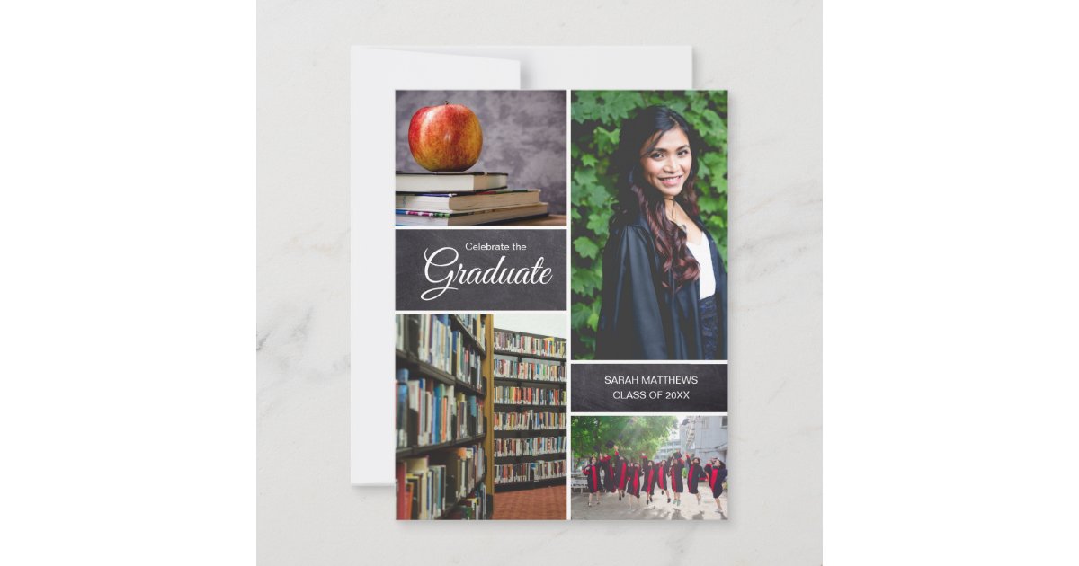 Customizable Graduate photo collage Class Party Invitation | Zazzle