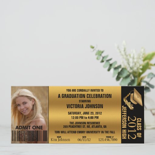 Customizable Graduation Admission Ticket Invite | Zazzle