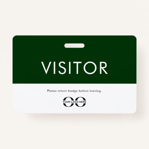 Customizable Green Company Logo Visitor Badge | Zazzle