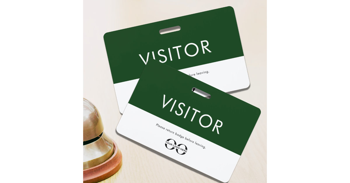 Customizable Green Company Logo Visitor Badge | Zazzle