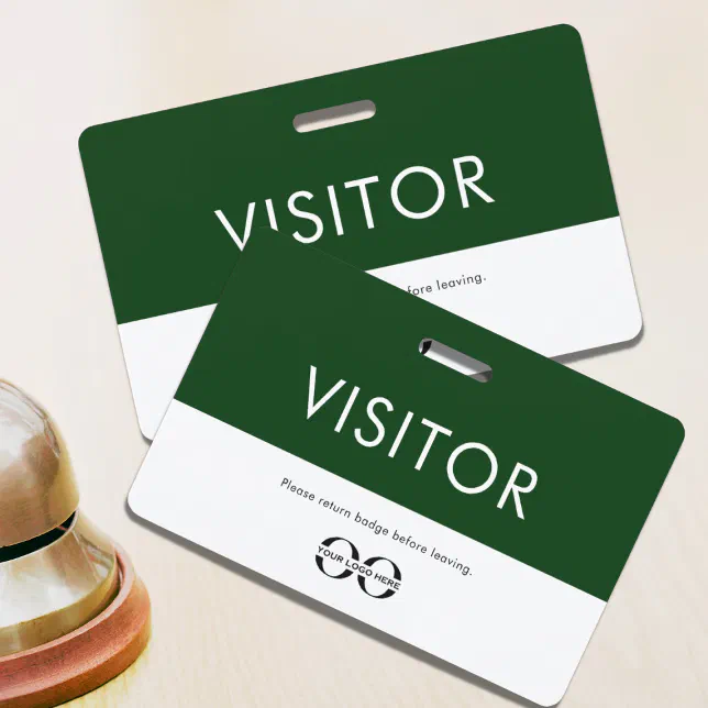 Customizable Green Company Logo Visitor Badge | Zazzle