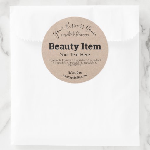 Customizable Handmade Skin Care DIY Business Classic Round Sticker | Zazzle