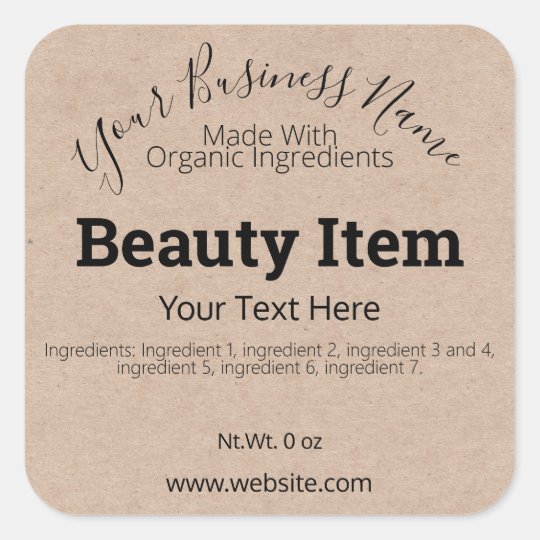 Customizable Handmade Skin Care DIY Business Square Sticker | Zazzle.com