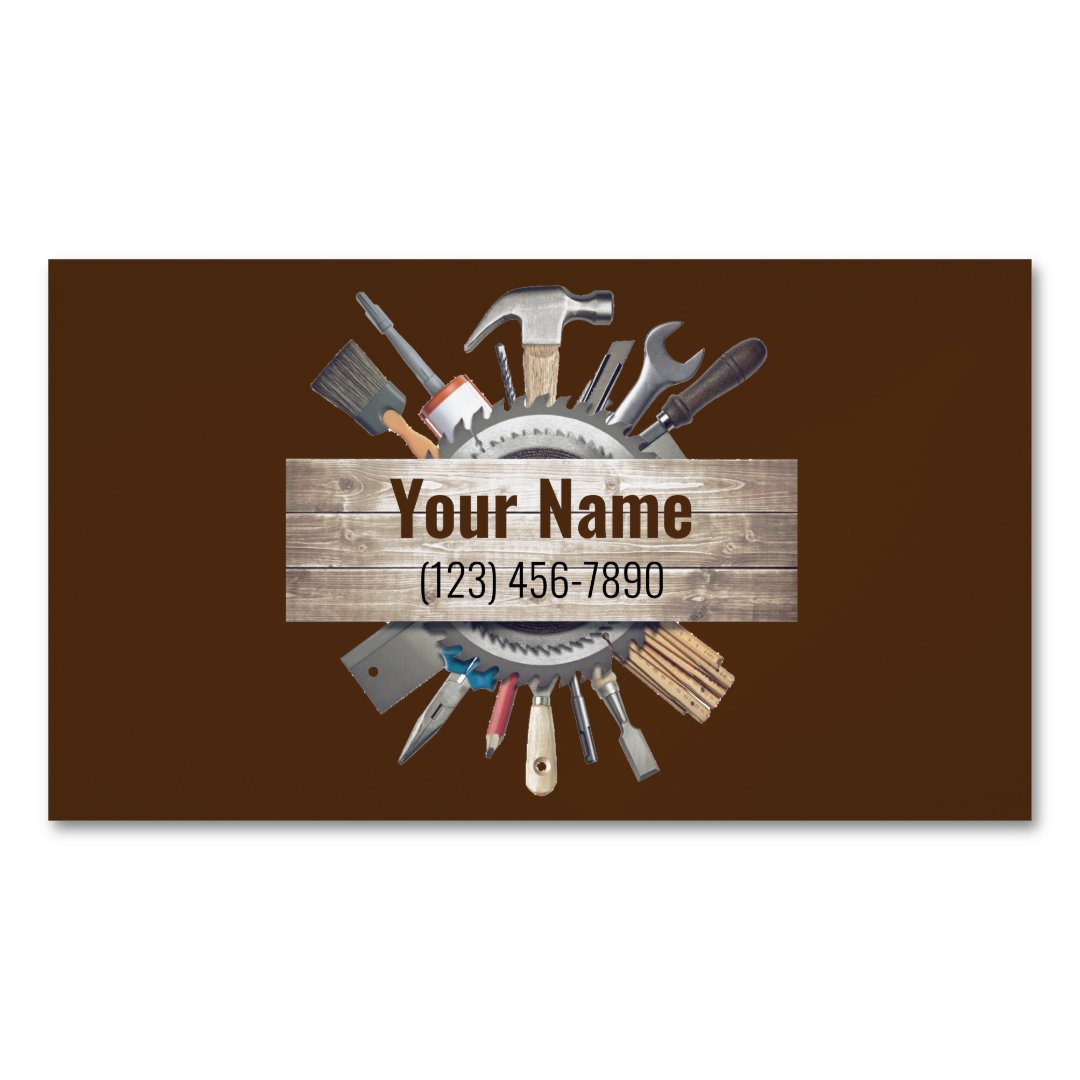 Customizable handyman contractor tools v2 business card magnet | Zazzle