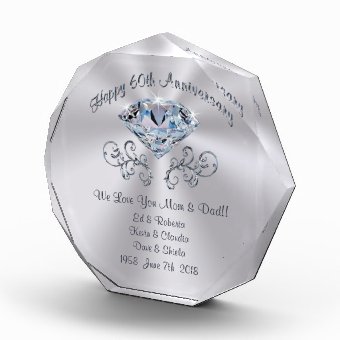 Customizable Happy 60th Anniversary Present Acrylic Award | Zazzle