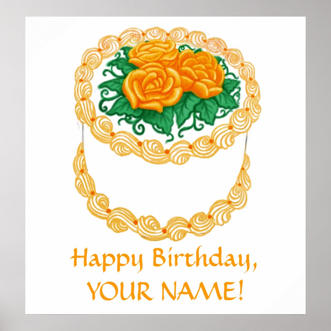 Customizable Happy Birthday Cake Print | Zazzle