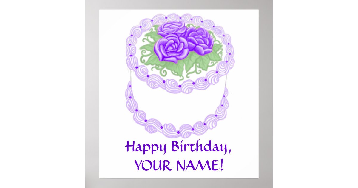 Customizable Happy Birthday Cake Print | Zazzle
