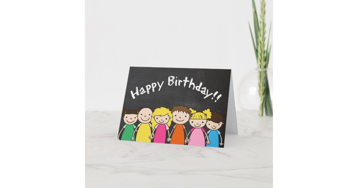 Customizable Happy Birthday with Chalkboard Kids Card | Zazzle