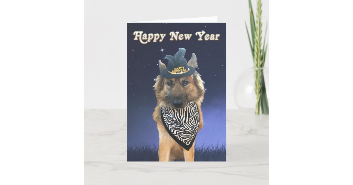 Customizable Happy New Year Dog Card | Zazzle