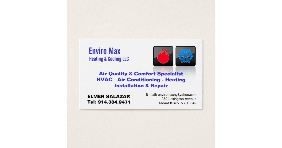 CUSTOMIZABLE Heating & Cooling BC Business Card | Zazzle.com