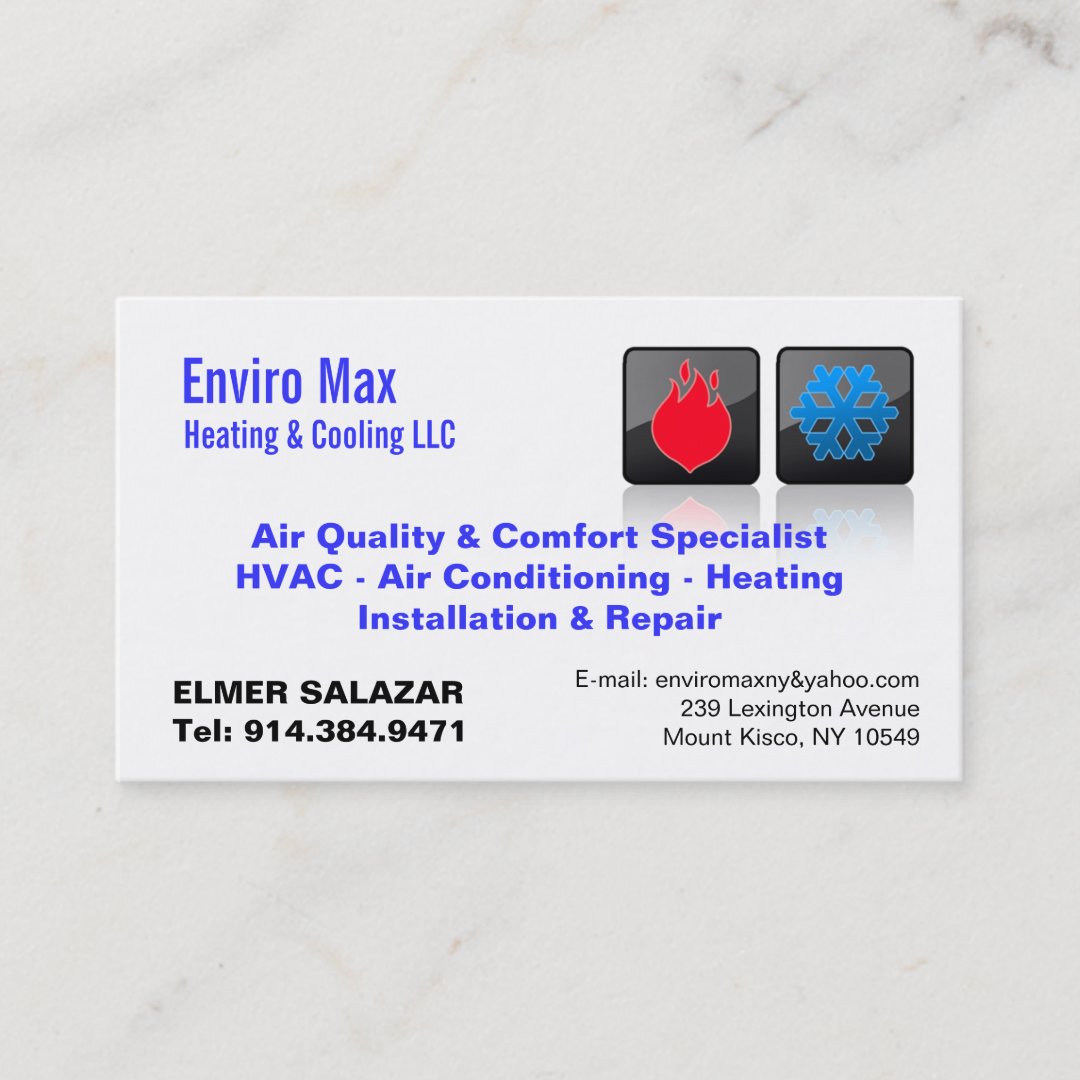 CUSTOMIZABLE Heating & Cooling BC Business Card | Zazzle
