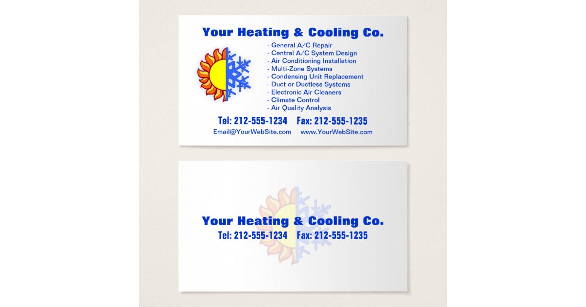 CUSTOMIZABLE Heating & Cooling Business Card | Zazzle.com