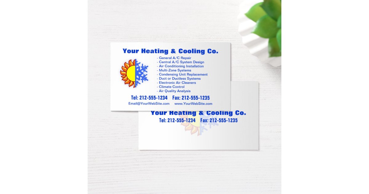 CUSTOMIZABLE Heating & Cooling Business Card | Zazzle.com