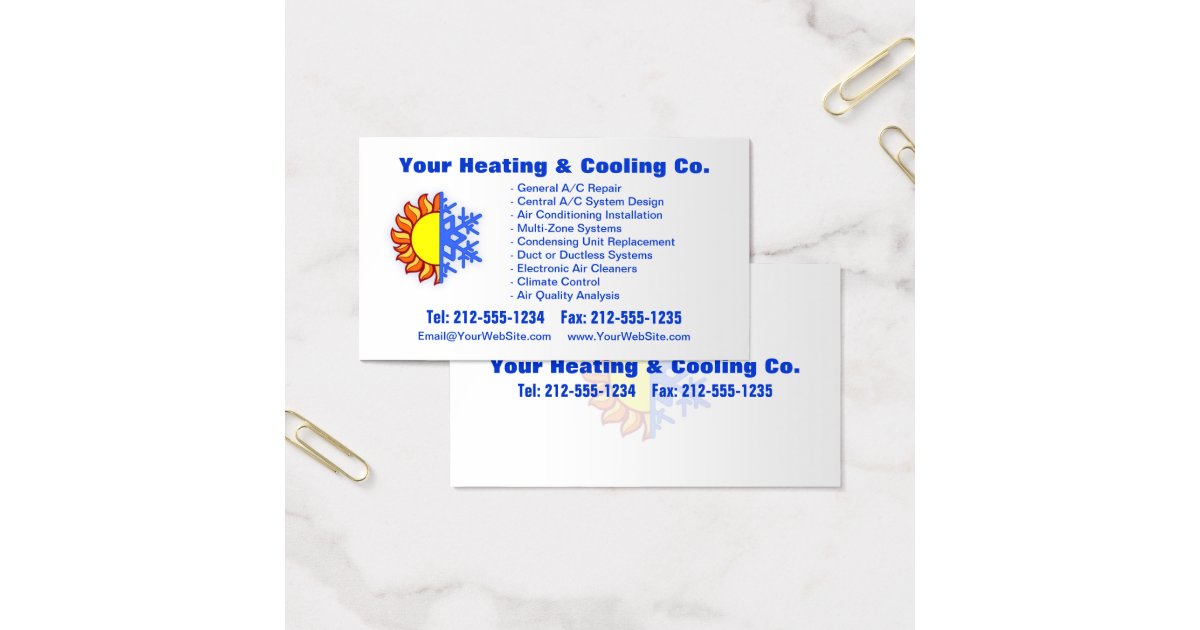 CUSTOMIZABLE Heating & Cooling Business Card | Zazzle.com