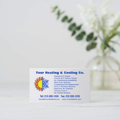 CUSTOMIZABLE Heating & Cooling Business Card | Zazzle