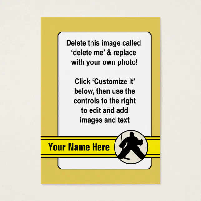 Customizable Hockey Goalie Card | Zazzle