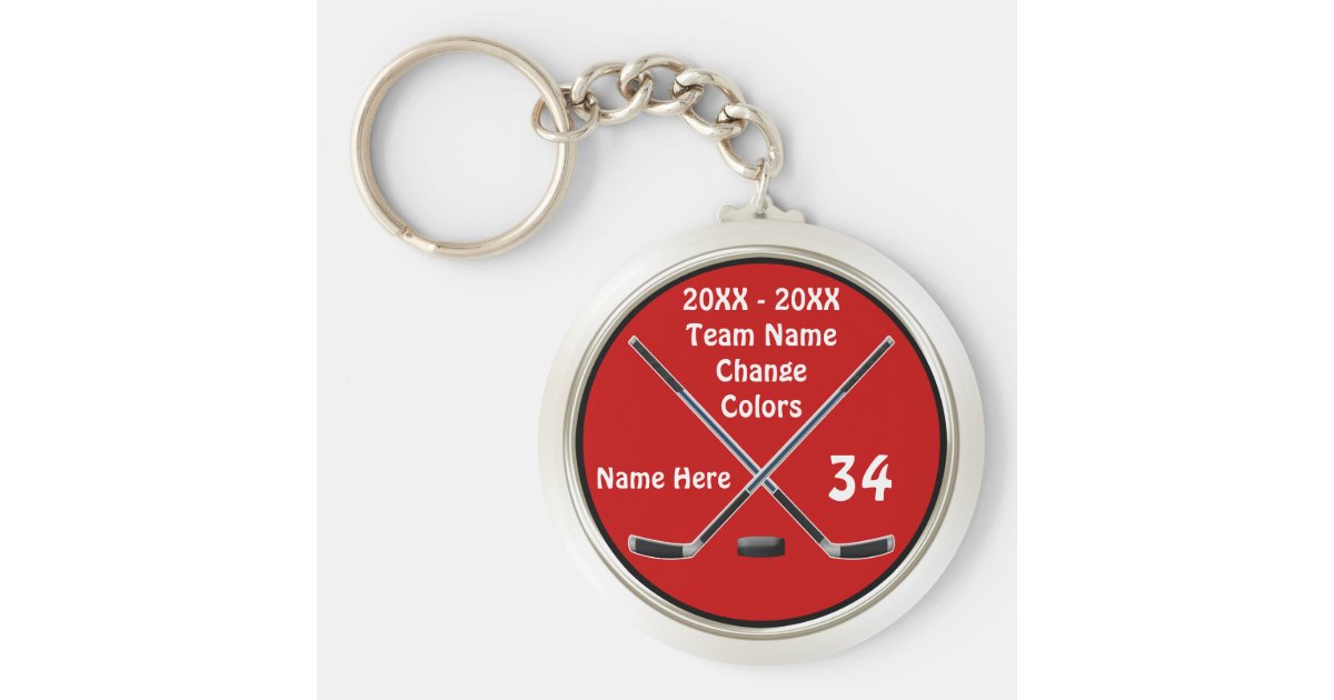 Customizable Hockey Keychains in Your Colors, Text | Zazzle