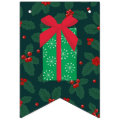 Customizable Holly, Berries Merry Christmas! Bunting Flags | Zazzle