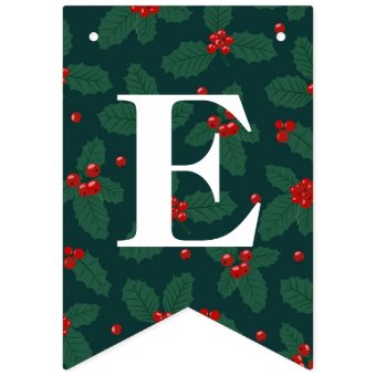 Customizable Holly, Berries Merry Christmas! Bunting Flags | Zazzle