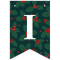 Customizable Holly, Berries Merry Christmas! Bunting Flags | Zazzle