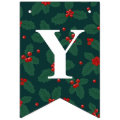 Customizable Holly, Berries Merry Christmas! Bunting Flags | Zazzle