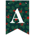 Customizable Holly, Berries Merry Christmas! Bunting Flags | Zazzle