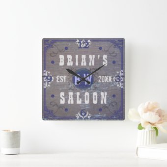Customizable Home Bar Beer Saloon Square Wall Clock | Zazzle