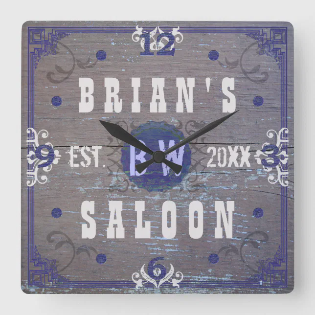 Customizable Home Bar Beer Saloon Square Wall Clock | Zazzle