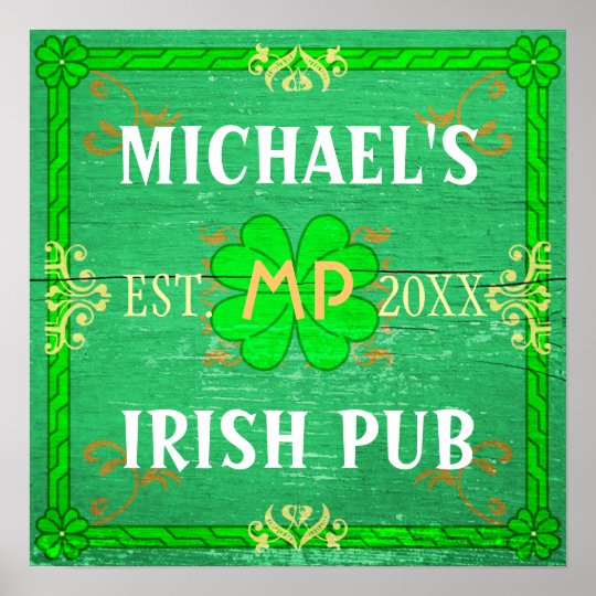 Customizable Home Bar Irish Pub Green Poster | Zazzle.com