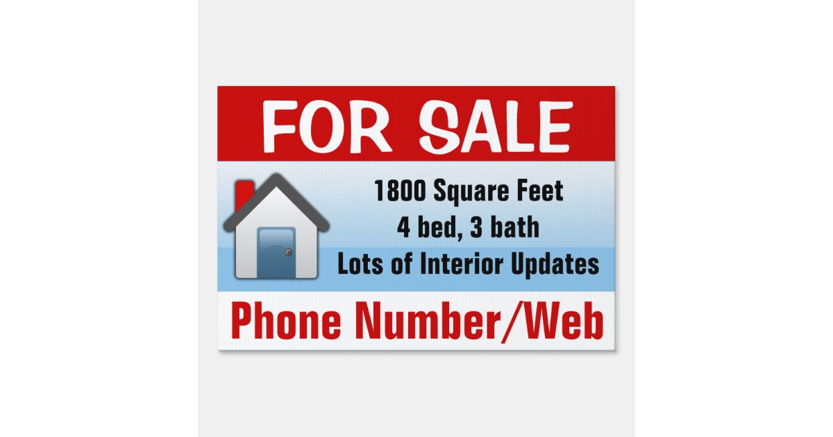 Customizable House For Sale Sign, Modern Blue Sign | Zazzle