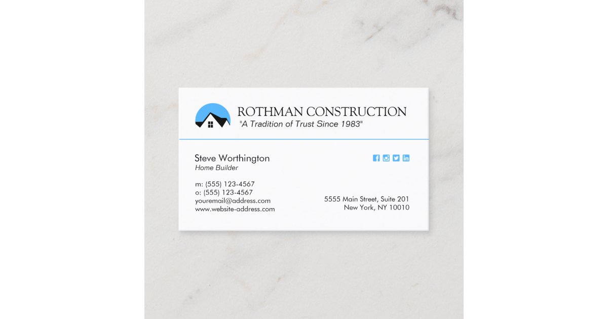 Customizable House Logo Construction Business Card | Zazzle