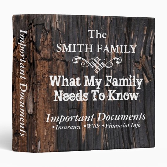 Customizable•Important Family Documents 3 Ring Binder | Zazzle.com