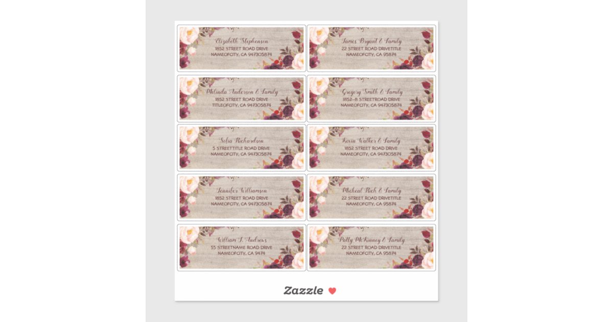 Customizable Individual Guest Names Address Labels | Zazzle