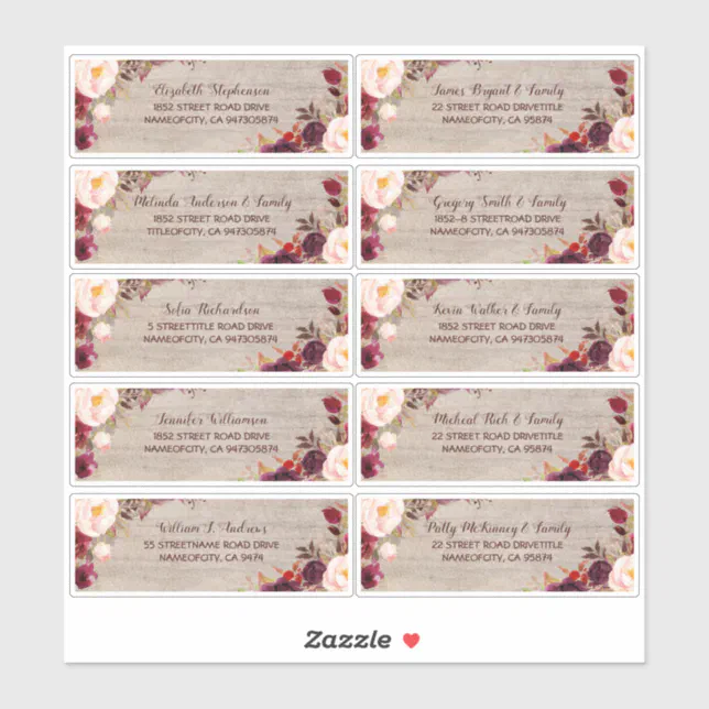 Customizable Individual Guest Names Address Labels | Zazzle