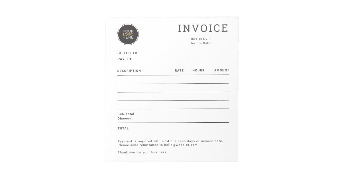 Customizable Invoice Receipt for Small Businesses Notepad | Zazzle