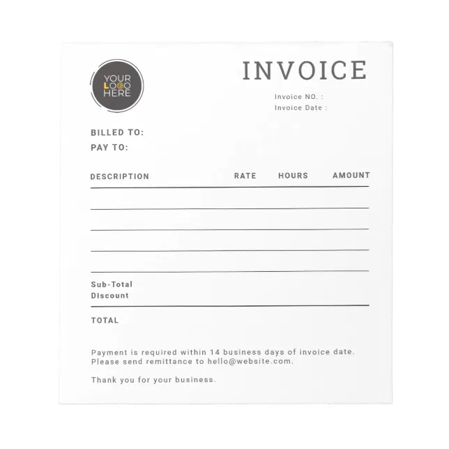 Customizable Invoice Receipt for Small Businesses Notepad | Zazzle