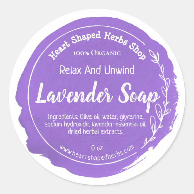 Customizable Lavender Soap Label Handmade Business | Zazzle
