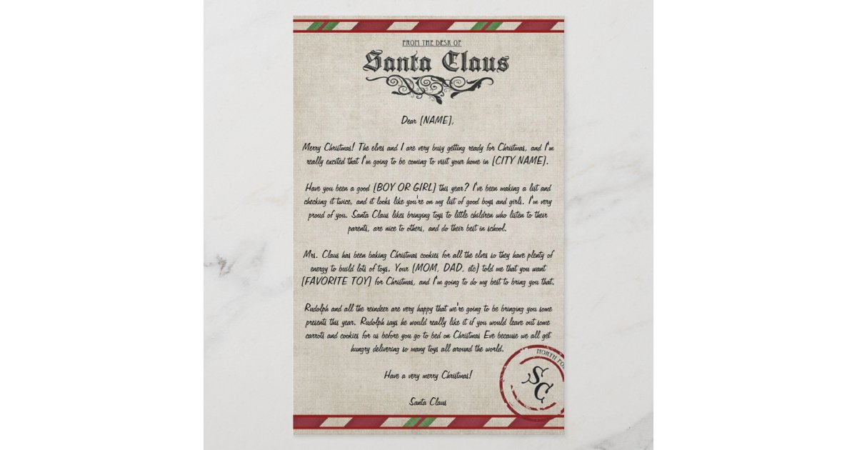 Customizable Letter From Santa | Zazzle