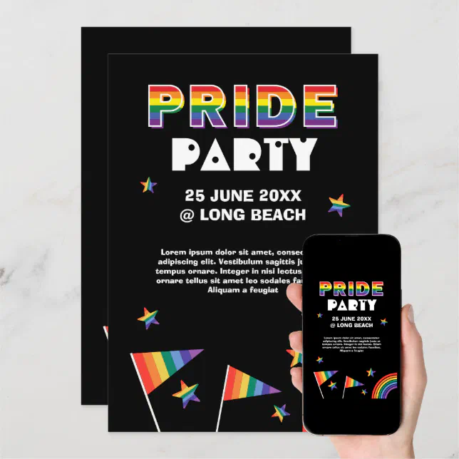 Customizable LGBTQIA+ Pride Party Invitation | Zazzle