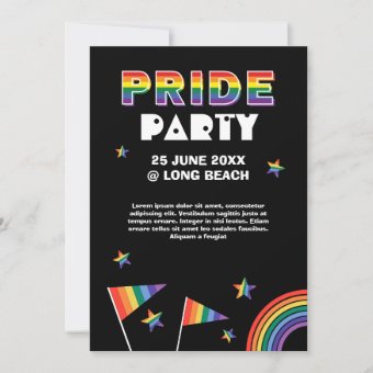 Customizable LGBTQIA+ Pride Party Invitation | Zazzle
