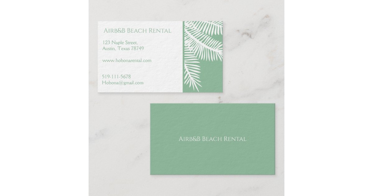 Customizable light green beach business card | Zazzle