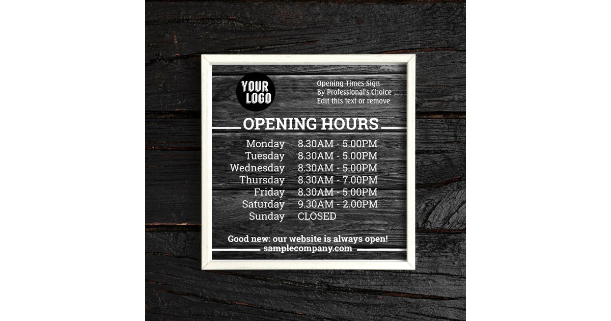 Customizable Logo And Text Business Opening Hours Poster | Zazzle