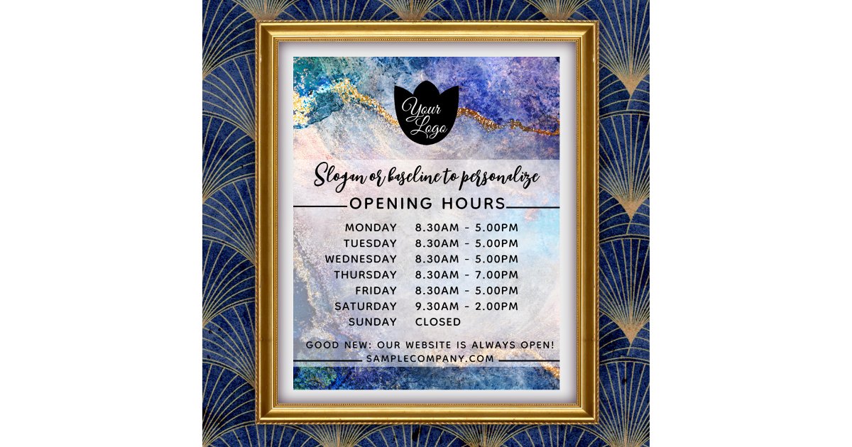 Customizable Logo And Text Business Opening Hours Poster | Zazzle