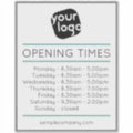 Customizable Logo And Text Business Opening Hours Sticker | Zazzle