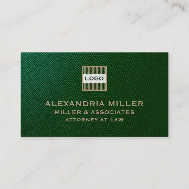 Customizable Logo Emerald Green and Gold Business Card | Zazzle